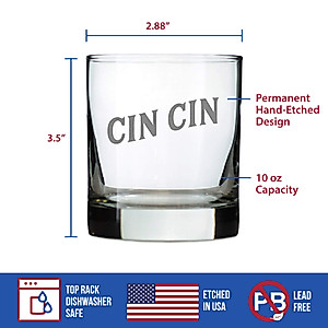 Cin Cin - Italian Cheers - Whiskey Rocks Glass - Cute Italy Themed Gifts or Party Decor for Women and Men - 10.25 Oz