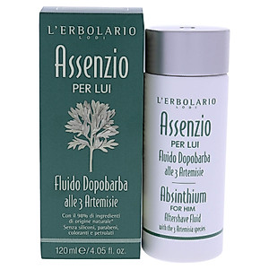 L'Erbolario Absinthium Aftershave Fluid - Absinthium, Tarragon And Genepy - Triple Toning, Moisturizing And Astringent Action - Leaves Skin Feeling Fresh, Compact And Nourished - For Men - 4.05 Oz