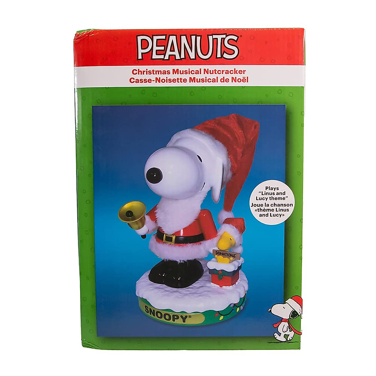 Peanuts Battery-Operated Musical Santa Snoopy Nutcracker, 10-Inch, Multicolored