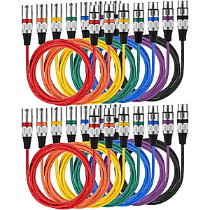 14 Pieces Colorful XLR Microphone Cable XLR Male to Female Wire Mic Cables 3 Pin Balanced Shielded XLR Cable Multi Colored for Mic Mixer Recording Studio Podcast Mic Stage Patch Cable (6 Feet)