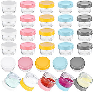 Uiifan 20 Pcs Salad Dressing Container with Screw Lids 1.3 oz Mini Reusable Glass Condiment Containers Leakproof Small Mason Jars Airtight Dipping Sauce Cups Set for Food Storage Lunch Box Work Trip
