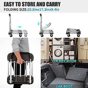 SmarketBuy Foldable Platform Cart 29" x 17" x 35" Aluminum Platform Truck 330lbs Capacity Folding Push Cart Adjustable Heavy Duty Platform Cart Dolly for Car House Office Luggage Moving