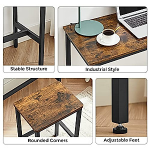 VASAGLE Dining Table Set, Bar Table and Chairs Set, Kitchen Bar Height Table with Stools Set of 2, Steel Frame, Industrial, Rustic Brown and Black ULBT218B01