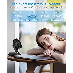 EasyAcc Portable Fan for Travel,Rechargeable Handheld Fan, 5 Speed Ultra Quiet [18H Max Cooling Time] with Backup Power Digital Display Lanyard Neck Foldable Personal Fan Hot Flashes Gift Outdoor