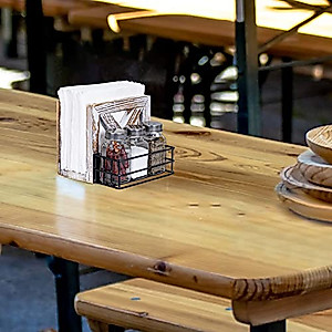 CZMIYRPY Wooden Farmhouse Napkin Holder - White Rustic Napkin Holder for Salt and Pepper Shakers for Table, Napkin Caddy for Table, Kitchen, Wedding, Party