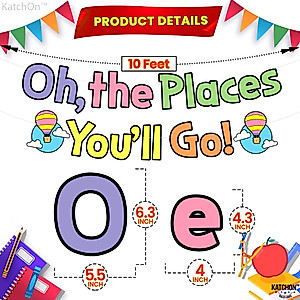 Katchon, Oh The Places You'll Go Banner - 10 Feet, NO DIY | Oh The Places You'll Go Sign for Kindergarten Graduation Decorations Class Of 2024 | Graduation Banner, Oh The Places You'll Go Decorations