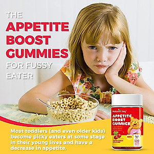 Nature's Key Appetite Booster Gummies - for Kids to Eat More, Support Appetite Stimulant and Weight Gainer -Hawthorn Flavor (120 Count, Pack of 1)