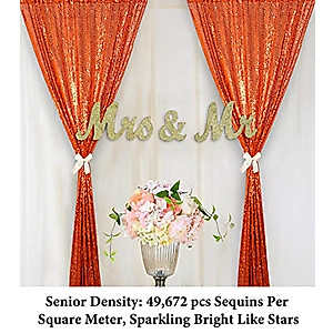 Sequin Curtains 2 Panels 2FTx8FT Orange Glitter Sequin Backdrop Curtains Orange Sequin Photo Backdrop Sequin Window Curtains Wedding Party Background Drapes (2FTX8FT, Orange)…