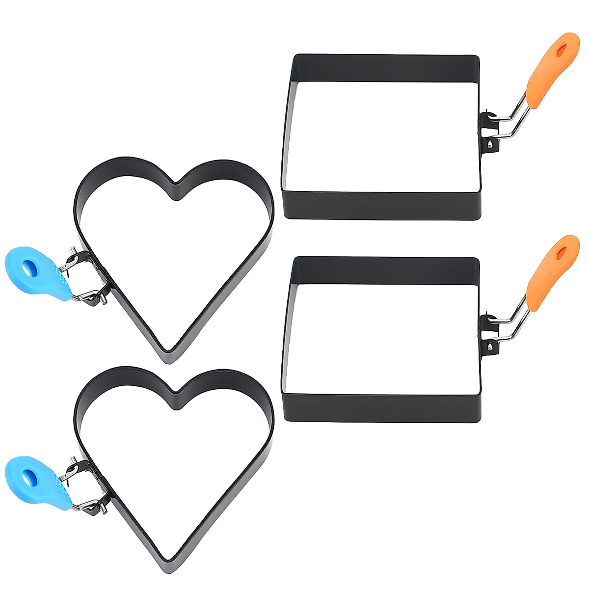 Egg Muffins Omelet Maker, Egg Shaper, Egg Ring 2Pcs 4 Inch Square Egg Rings for Frying Eggs, Stainless Steel Square Egg Mold for Breakfast Sandwiches Griddle Crumpet