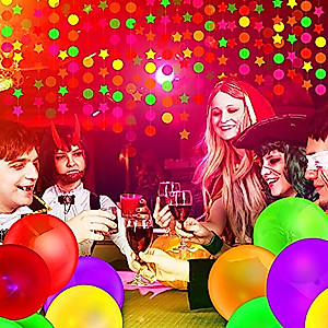 100 Pieces Glow in The Dark Balloons UV Neon Balloon Glow Garland Kit and 53 ft Neon Streamers Paper Glow Garland Decorations for Birthday, Wedding, Black Light Party Supplies (Classic Style)