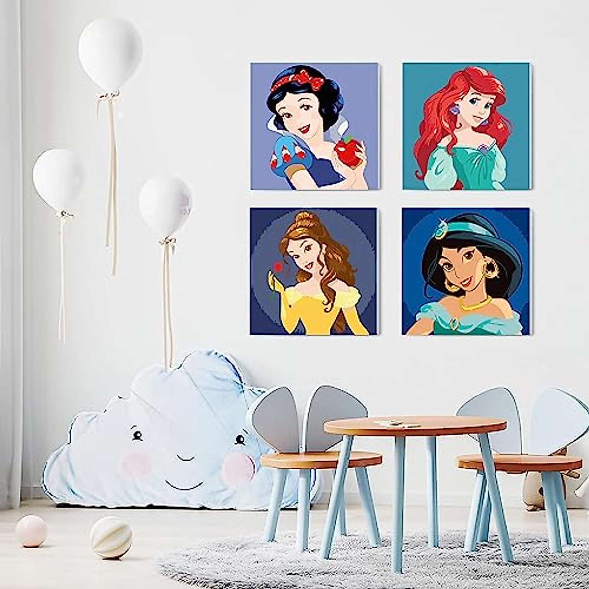 cupmod 4 Pack Cartoon Character Paint by Number for Kids Ages 4-8,Easy Acrylic Paint by Number for Kids On Canvas,Oil Painting Paint by Number Kits Gift for Kids(Framed)