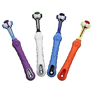 Orgrimmar 3-Sided Pet Toothbrush Dog Toothbrush Removing Bad Breath Tartar Cleaning Mouth Pet Dental Care Cat Cleaning Mouth (4 Count (Pack of 1))