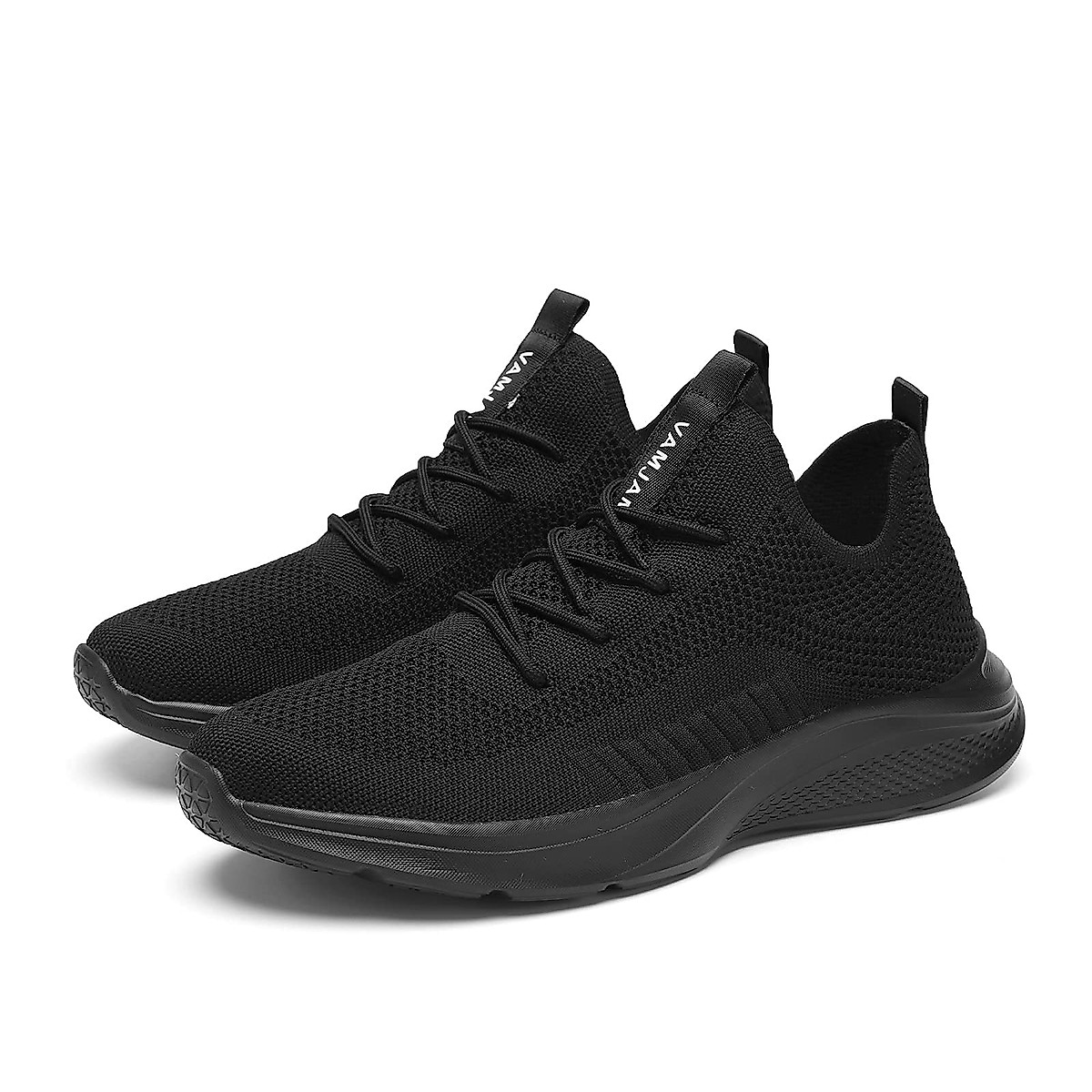 VAMJAM Men's Running Shoes Fashion Sneakers Lightweight Breathable Flying Knitting Lace Up Mesh Walking Shoes Workout Casual Sports Shoes Allblack Size 11