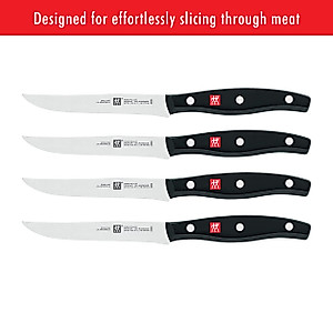 ZWILLING Twin Signature Steak Knife Set of Four, Razor-Sharp, Made in Company-Owned German Factory with Special Formula Steel perfected for almost 300 Years, Dishwasher Safe