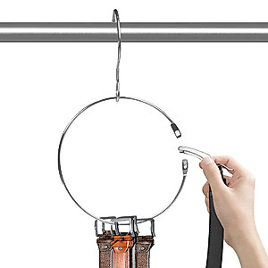 2 Pack Belt Organizer for Closet, Closet Hanger Organizer, Chrome Ring Hanger for Belts Ties Scarves and Accessory Storage