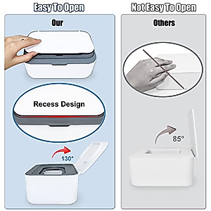 2 Pack Baby Wipes Dispenser, Wipe Holder with Lids Diaper Wipes Case for Bathroom Refillable Wipe Container with Sealing Design, Flushable Bathroom Storage Case Box