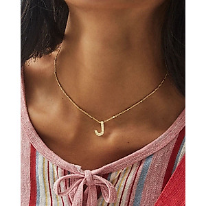 Kendra Scott Letter J Pendant Necklace for Women, Fashion Jewelry, 14k Gold-Plated Brass, Gold Metal, Letter J