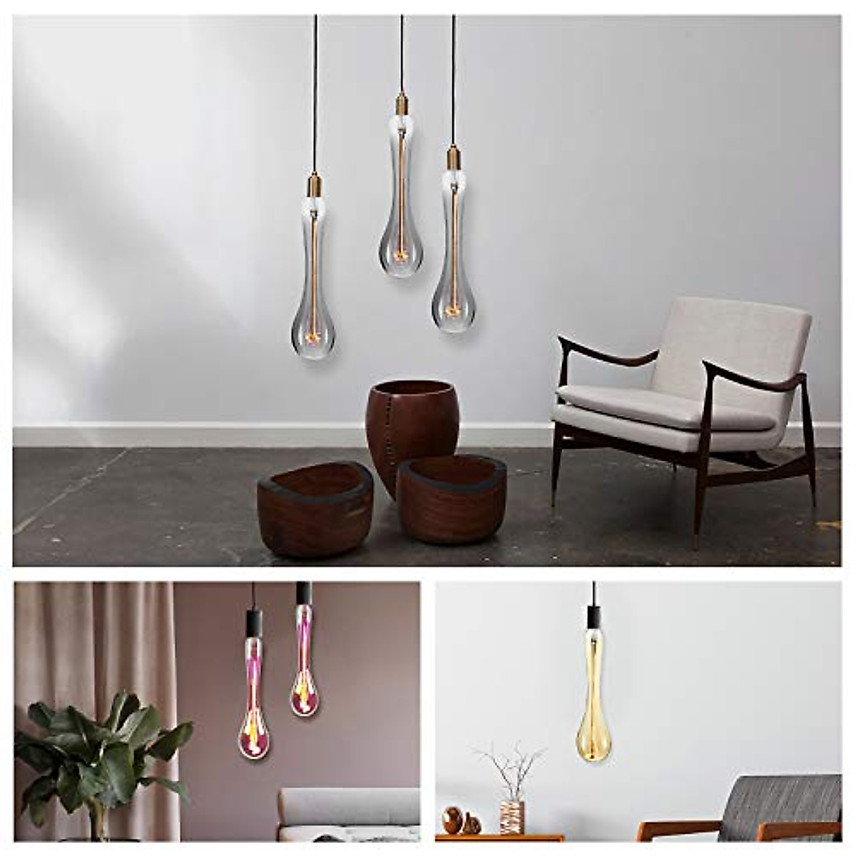 Beilf Decorative Oversized Edison Light Bulbs with E26 Base, Amber Glass, 4W Warm White 2200K, Dimmable, Large Led Filament Specialty Light Bulbs for Decorating Your Home