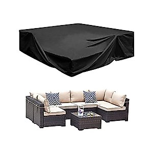 Patio Furniture Sectional Set Covers Large Waterproof Outdoor Furniture Set Covers Loveseat Set Covers Rectangle Heavy Duty 90" L x 64" W Black