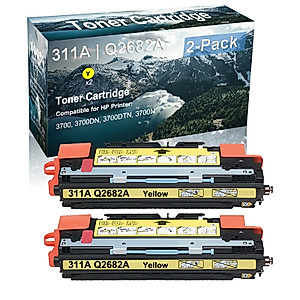 2-Pack (Yellow) Compatible High Yield 308A 311A | Q2682A Laser Printer Toner Cartridge use for HP 2500L 2500N Printer