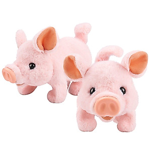 Vokodo Playful Piggy Walks Makes Sounds Wiggles Nose and Wags Tail Interactive Pig Kids Soft Cuddly Electronic Pet Battery Operated Animal Toys Great Gift for Preschool Children Boys Girls Toddlers