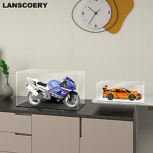 LANSCOERY Clear Acrylic Display Case, Assemble Small Display Box Stand with Black Base, Dustproof Protection Showcase for Collectibles Memorabilia Figurines (6x4x4inch; 15x10x10cm)