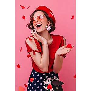 Heart Earrings Love XOXO Heart Message Printed Lucite Arch Dangle Earrings Galentines Valentines Day Gifts for Her Women