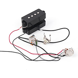 lovermusic 4 Strings Musical Ceramic Magnet ABS Modern Bass Opened Prewired Pickup Black