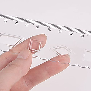 HARFINGTON 5pcs Straight Plastic Ruler 18cm Metric Plastic Clear Measuring Tool Hollow Design with Wavy Line for Classrooms Home Office, Transparent