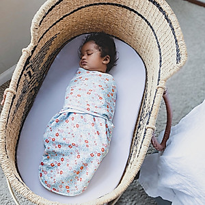 aden + anais, Cotton Knit Baby Wrap, Newborn Wearable Swaddle Blanket, 3 Pack, Multicolor Fairy Tale Flowers, 0-3 Months, Small/Medium