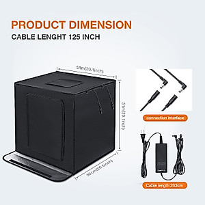 Yesker Photo Light Box, 20x20x20 inch Portable Lighting Tent Kit Brightness Adjustable Studio Photography Booth with 98 Large LED Lights CRI95+ with 4 Background for Large Items Shooting