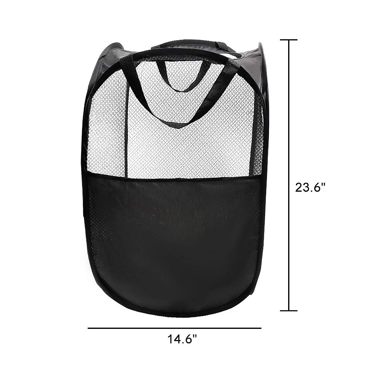 SPINFOX Pop Up Collapsible Laundry Baskets, 2 Pack Foldable Mesh Popup Laundry Hamper with Reinforced Carry Handles, Mesh Laundry Basket for Kids Room College Dorm or Travel(Black)