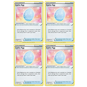 Pokemon Card - Lucky Egg - Sword and Shield Base - x4 Card Lot Playset - 167/202 Uncommon