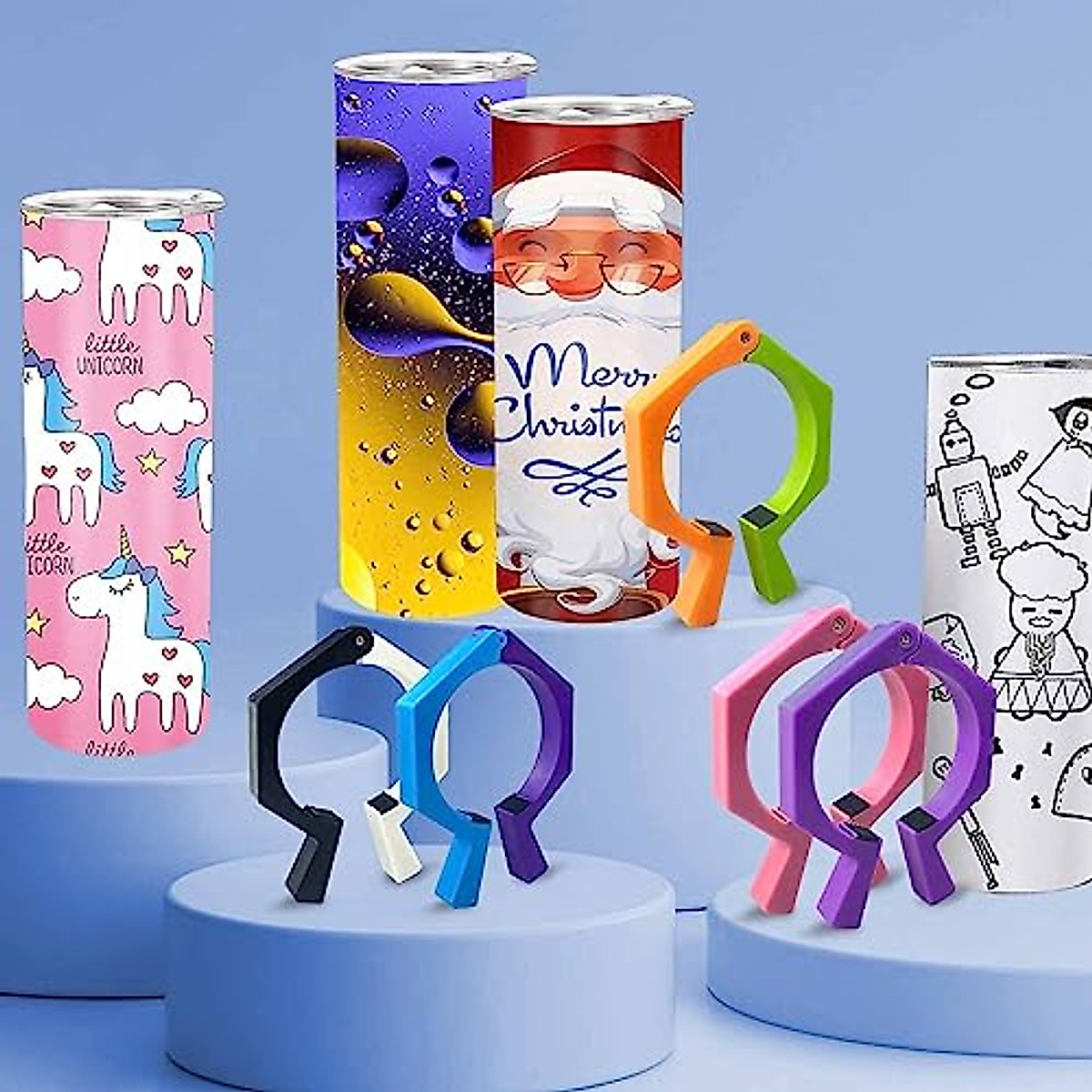 Pinching Tool for Sublimation Tumblers, Pinch Perfect Clamp Grip for 20 23 30 Cup, Pincher for Wrapping Heat Press Paper Cinch Tools, Sub Blanks Tumblers Accessories Holder (Black White 2 Pack)