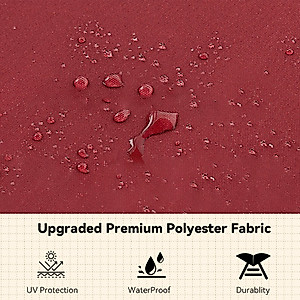 QUYZE 2 in 1 Outdoor Porch Swing, Outdoor Swing with Canopy, 3-seat Porch Swing with Stand Convertible Backrest Swing Bed w/Cup Holders for Front Porch Lawn Cushion and Pillows Included, Wine Red