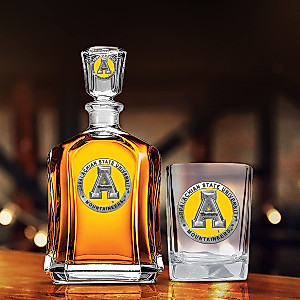 Heritage Pewter Appalachian State University Square Shot Glass | Hand-Sculpted 1.5 Ounce Shot Glass | Intricately Crafted Metal Pewter Alma Mater Inlay
