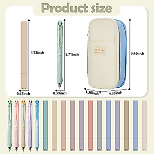 18 Pcs Aesthetic School Supplies Including Big Capacity Pen Case Bag with Zipper 12 Pcs Chisel Tip Aesthetic Cute Highlighters 5 Pcs Retractable Quick Dry Black Ink Pens(Light Blue, Fresh Style)