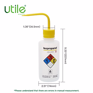 Utile Isopropanol Self-Venting Safety Wash Bottles, 4pcs of Vol.500ml, Narrow Mouth Squeeze Bottle, LDPE Material with PP Material Closure, 5511.0471.4