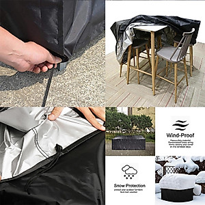 KDGGLUCK Windproof Waterproof 420d Oxford Fabric Patio Table Cover for Outside Chairs Sofa Storage Rectangular Black Garden Furniture Cover Oxford Polyester 140x60x60cm(LxWxH)