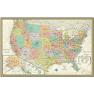 RMC 32" x 50" Classic United States USA and World Wall Map Set (Classic Edition)