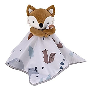 NoJo Fox and Friends White, Brown, and Gray Super Soft Winter Sherpa Baby Blanket and Security Blanket Set