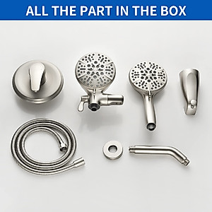 Shower Tub Kit Dual Shower System with Tub Spout Tub and Shower Faucet Set Complete Dual Shower Head and Handheld Combo Set Tub and Shower Trim Kit Brushed Nickel 88056BN