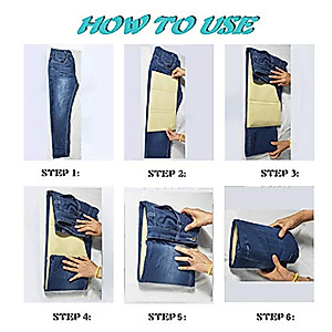 NewFerU Clothes Folder Flipfold Laundry T Shirt Folding Board Flip Fold Closet Storage Drawer Organizer Foldable Travel Space Saver Beige for Jean Sweater Blouse of Adult Kid Pack of 8 (Men)