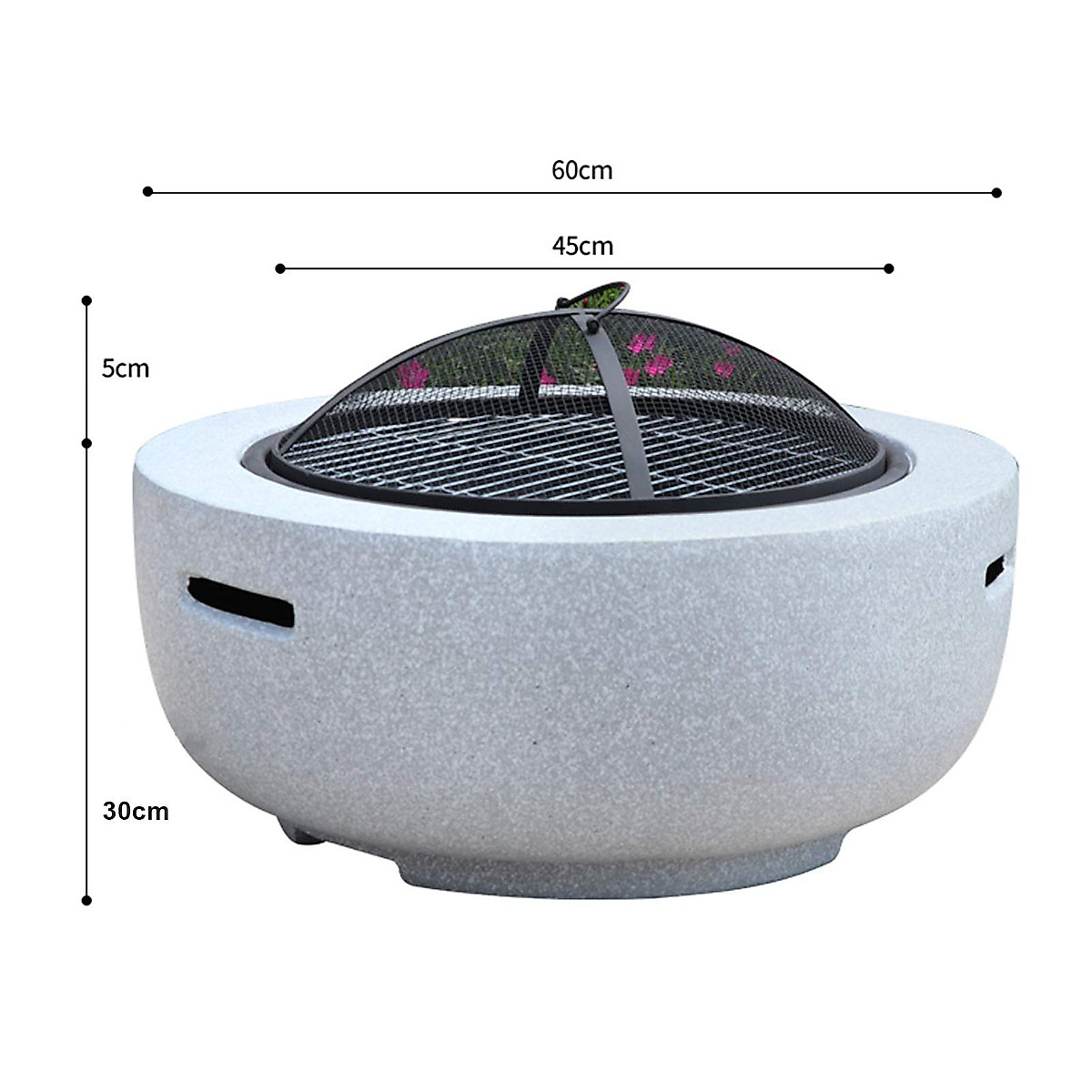 Wyxy Fire Pits for Gardens and Terraces, Outdoor Garden Fire Bowls with Grills and Net Covers, Round Table Tops for Placing Drinks and Barbecue Supplies