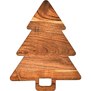 Christmas Tree Shaped Wood Cutting Board for kitchen, Christmas Tree Wooden Serving Tray with Handle, Christmas Decoration Charcuterie Tree Boards 14"L x 11"W