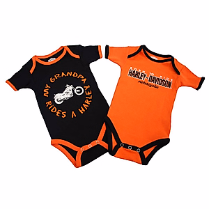 Harley-Davidson Baby Boys' Grandpa Rides A Harley Creeper 2-Pack 1153044 (3/6M) Orange