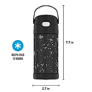 THERMOS FUNTAINER 12 Ounce Stainless Steel Vacuum Insulated Kids Straw Bottle, Space