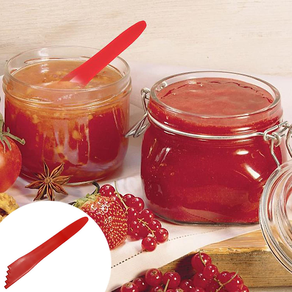 ZYAMY 2pcs Canning Bubble Popper Bubble Remover Bubble Measurer Canning Supplies 22.5x3cm for Canning Food, Red