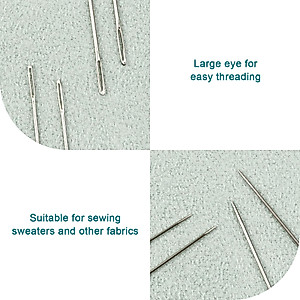 FIVEIZERO 80/40 PCS Large Eye Sewing Needles, 7 Sizes Sewing Sharp Needles, Leather Needle Embroidery Thread Needle, Stainless Steel Yarn Knitting Needles with Threaders for Handsewing Art Crafts CJ
