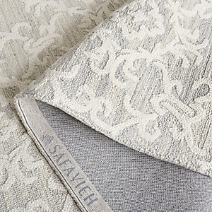 SAFAVIEH Blossom Collection Area Rug - 8' x 10', Grey & Ivory, Handmade Wool, Ideal for High Traffic Areas in Living Room, Bedroom (BLM104A)